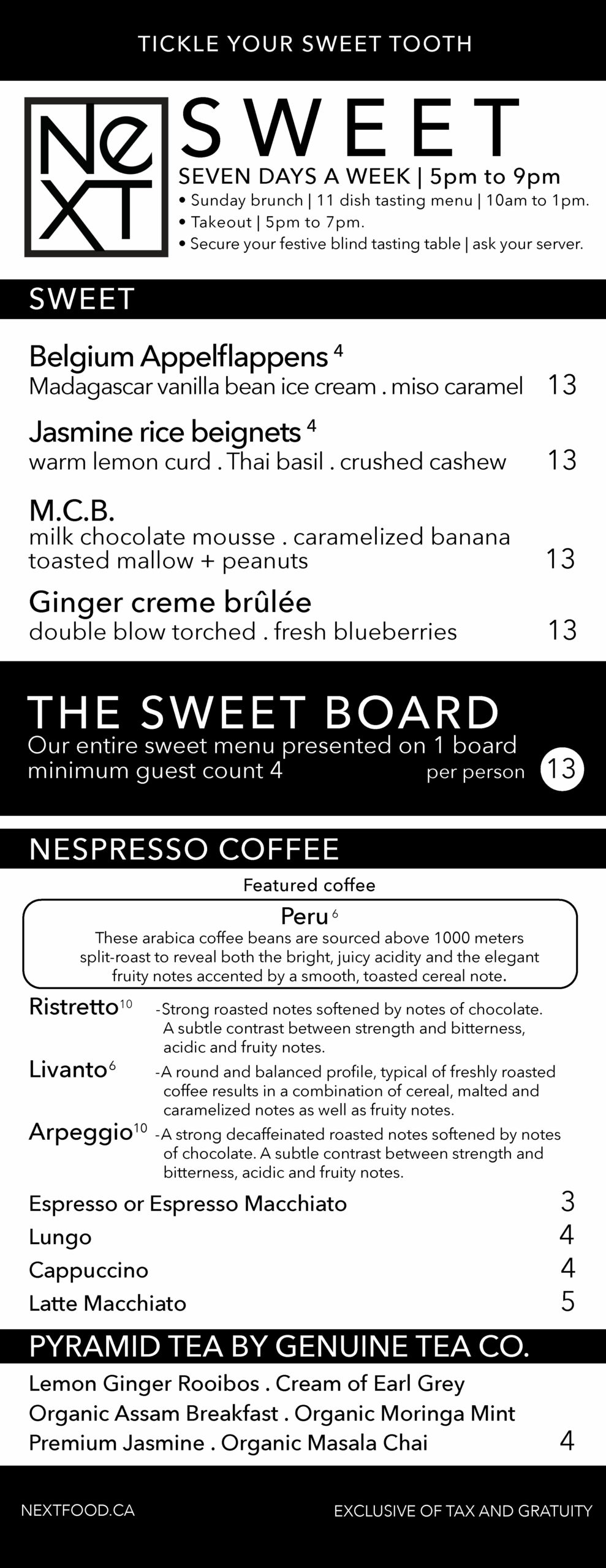 Sweet & Digestif – NeXT