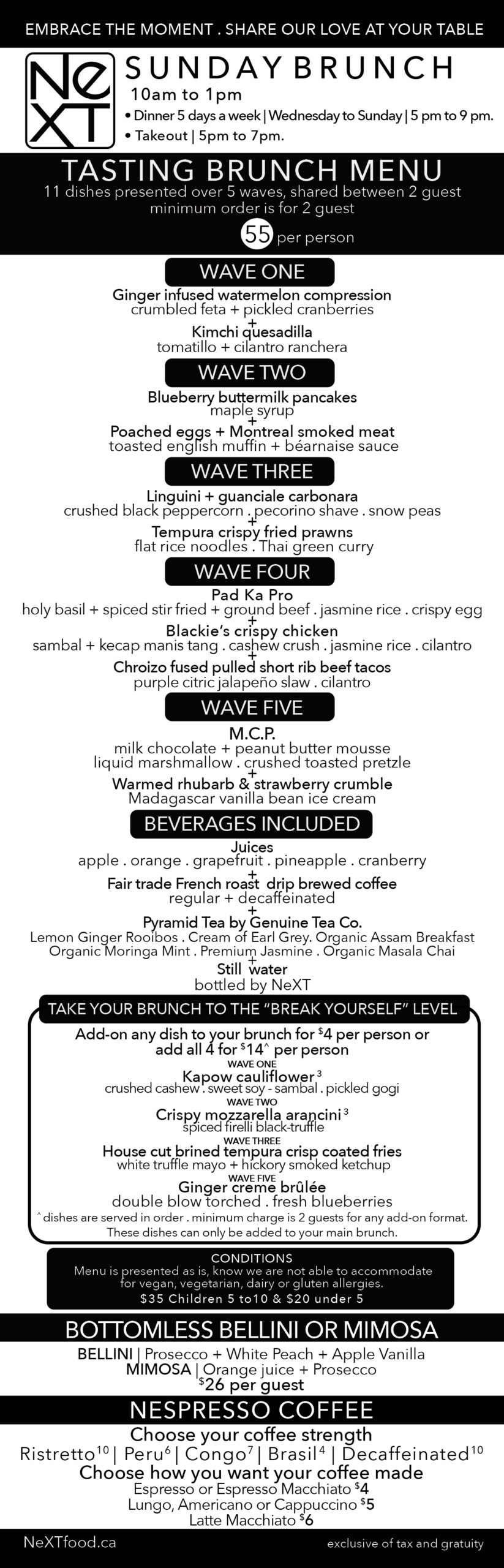 SUNDAY BRUNCH – NeXT