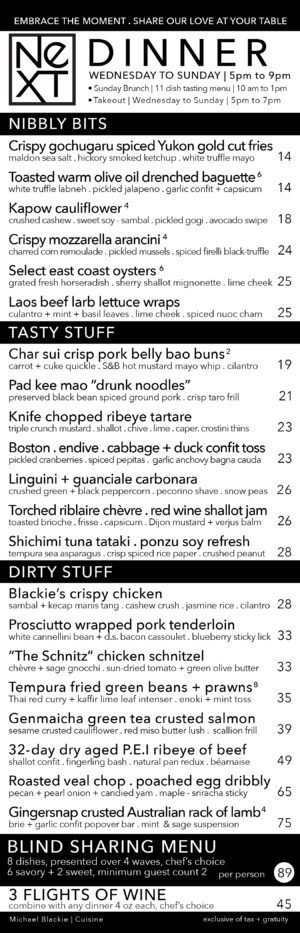 CASUAL DINING MENUS – NeXT