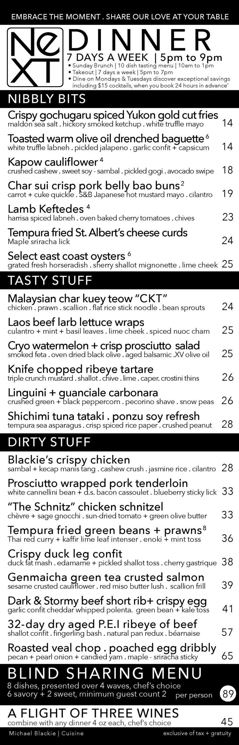 CASUAL DINING MENUS – NeXT